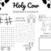 Holy Cow Birthday Party Activity Sheet, Party Favor, Placemat ...