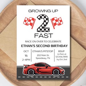 Two Fast Birthday Invitation Template, Race Car Party (canva Template ...