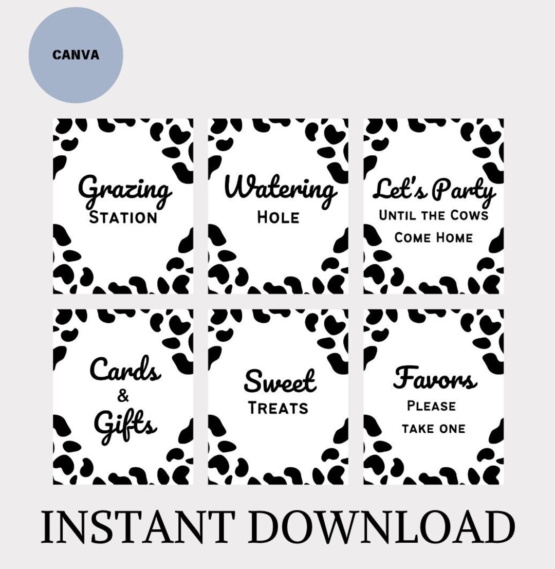 Cow Party Signs Bundle, Holy Cow Birthday Signs Decor, Grazing Sign ...