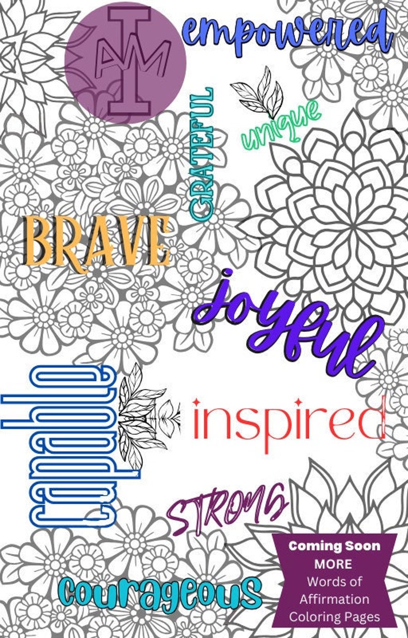 Words of Affirmation Coloring Pages - Etsy