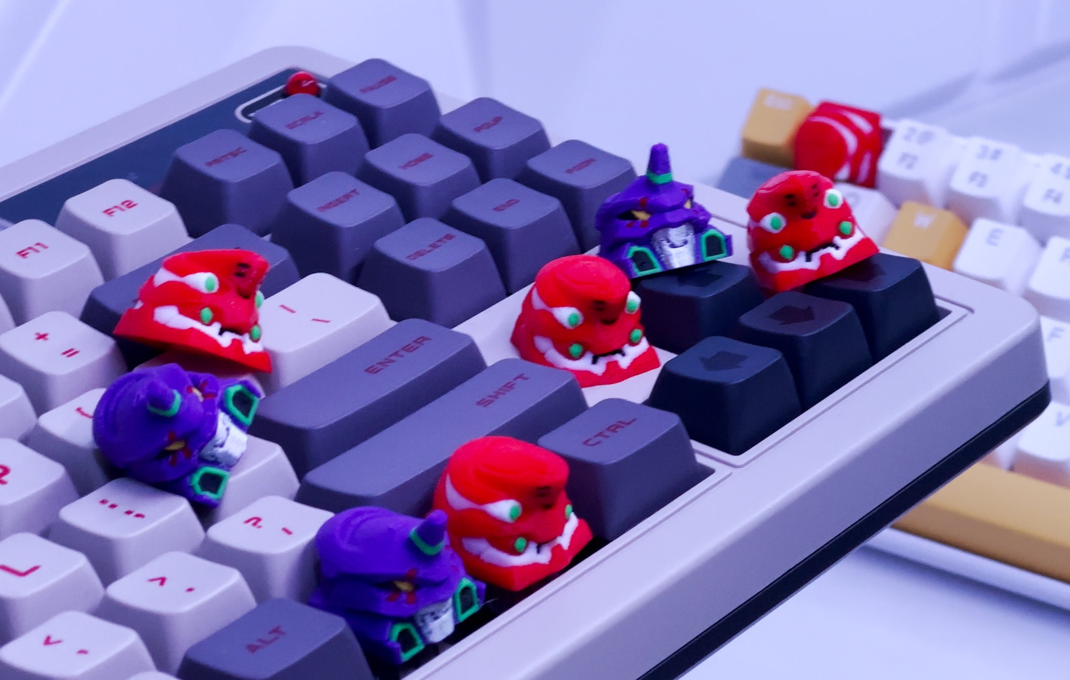 Evangelion Unit 02 & 01 Keycap Set | Handmade Cherry MX Keyboard Gift ...