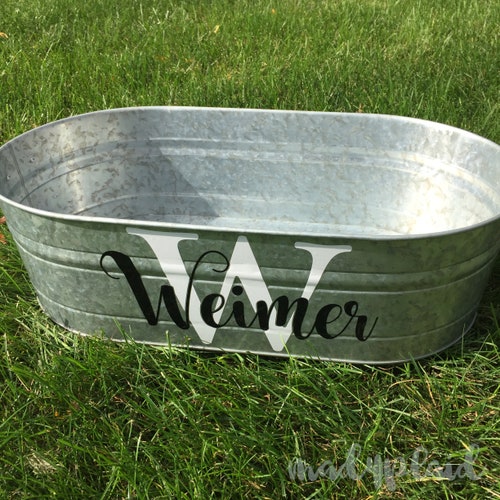 Personalized Name & Initial Beverage Tub Galvanized Drink - Etsy
