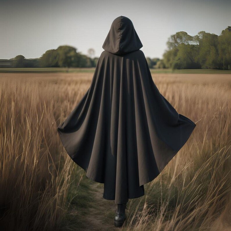 Midnight Black Hooded Cape for Renaissance Event | Scary Old Witch ...