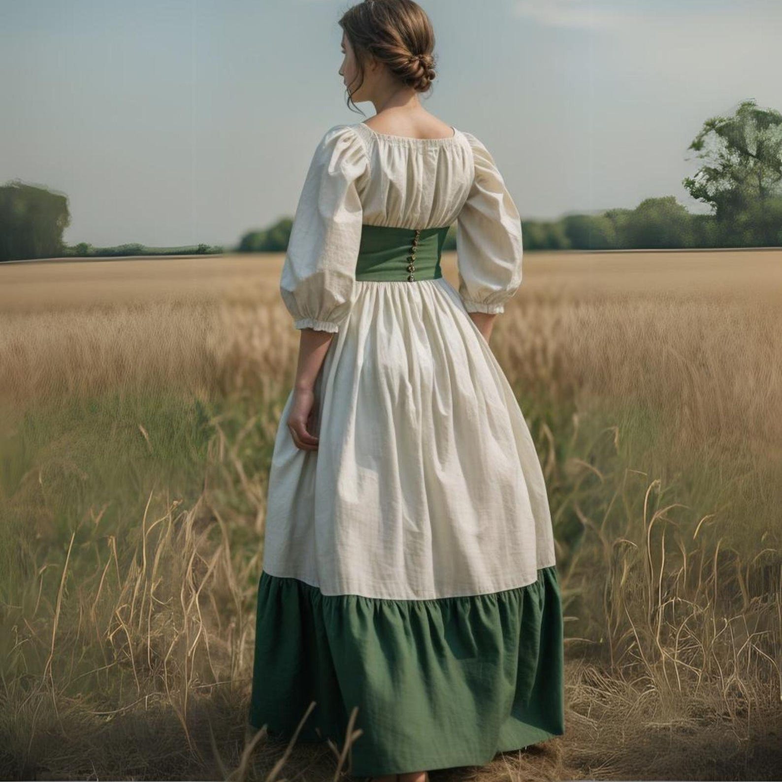 Victorian Two-tone Forest Green Maiden Medieval Dress | Renaissance ...