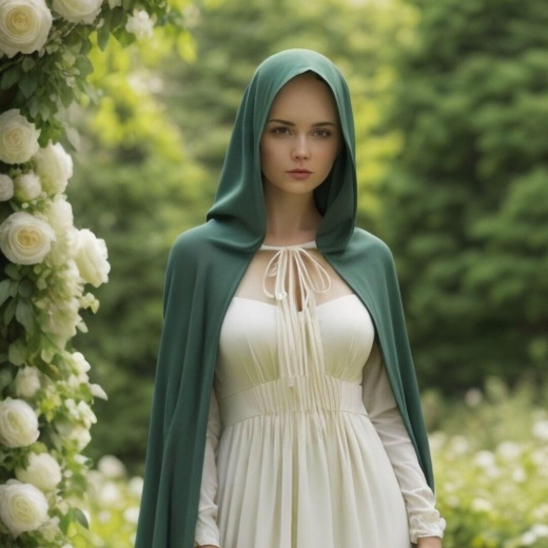 Green Elven Women’s Hooded Cape | Victorian-inspired Cloak With ...