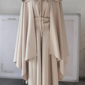 Renaissance Gothic Desert Wanderer Women Beige Hooded Cloak Handmade ...