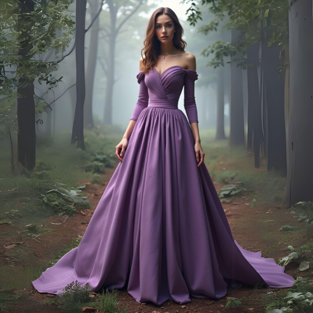 Women's Off-shoulder Purple Renaissance Dress | Princess Fairy Ball ...