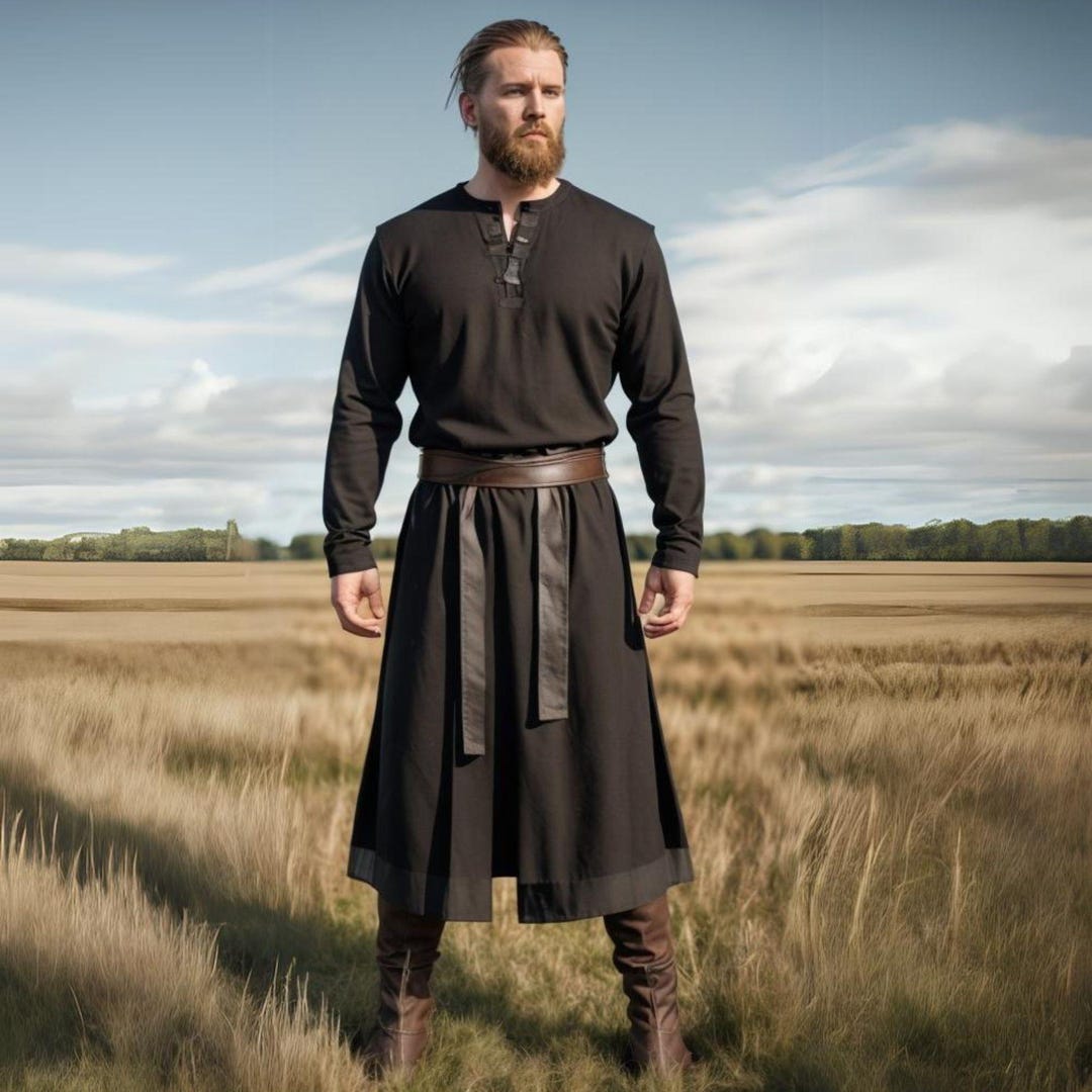 Gothic Viking Medieval Men Linen Tunic | Warrior Outfit Nordic Celtic ...