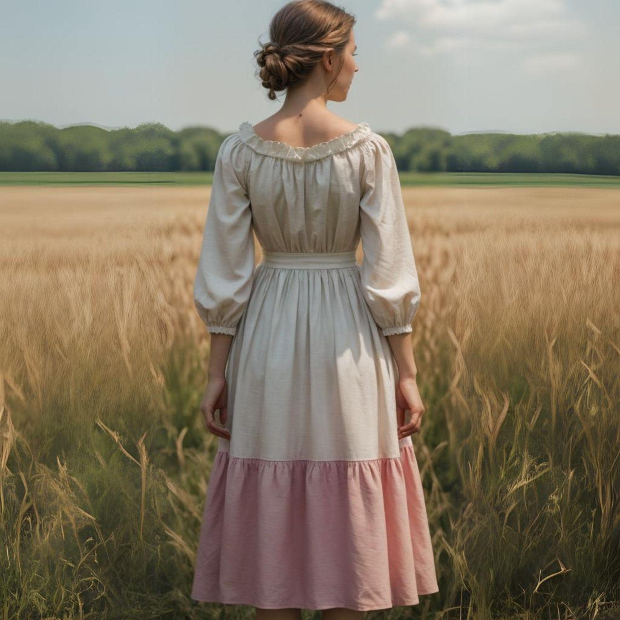 Blush Milkmaid Maiden Midi Dress | Vintage Style Cottage Core Mid ...