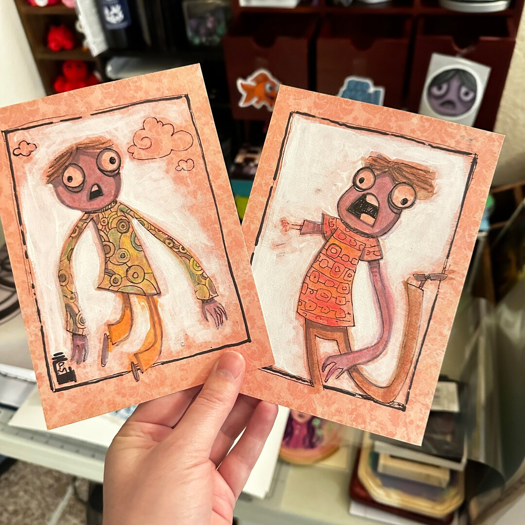 Zombie Hand-painted Block Print Set - Etsy