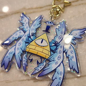 Biblically Accurate Bill Cipher Sparkly Keychain LARGE SIZE With Gold ...