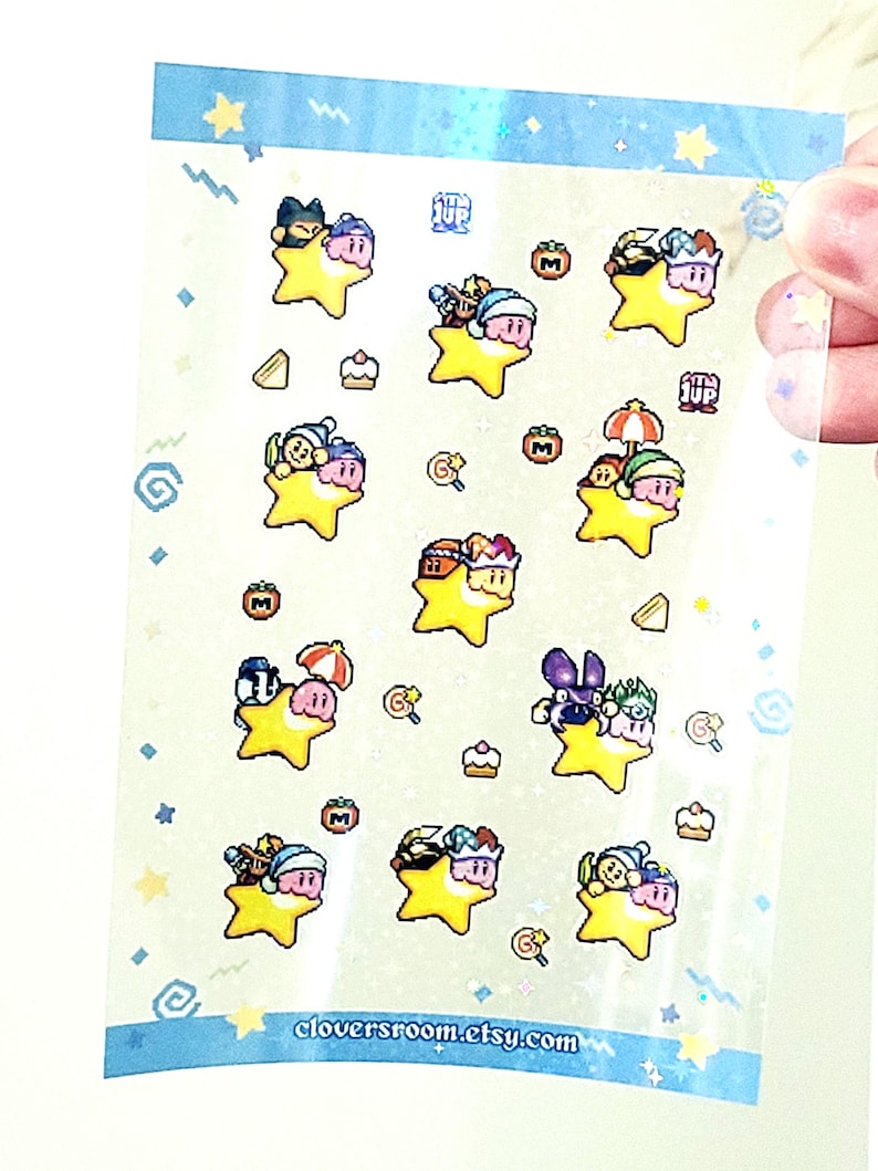Kirby Pixel Sticker Sheet - Transparent Sticker Sheet - Kawaii Gamer ...