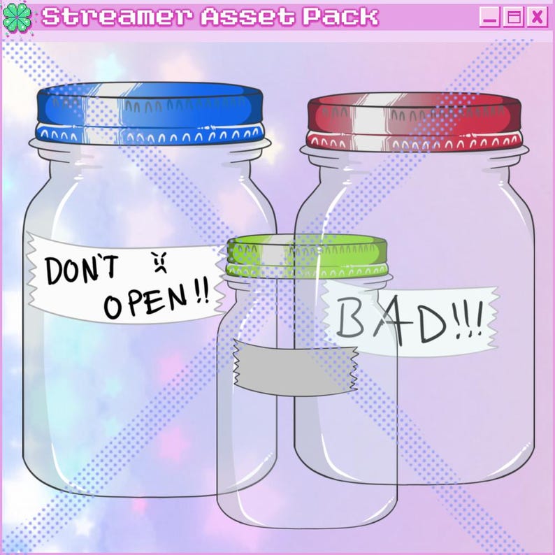 Vtuber / Pngtuber Asset Pack Cage, Trashcan, Sticky Notes, and Glass ...