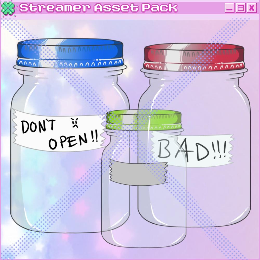 Vtuber / Pngtuber Asset Pack Cage, Trashcan, Sticky Notes, and Glass ...