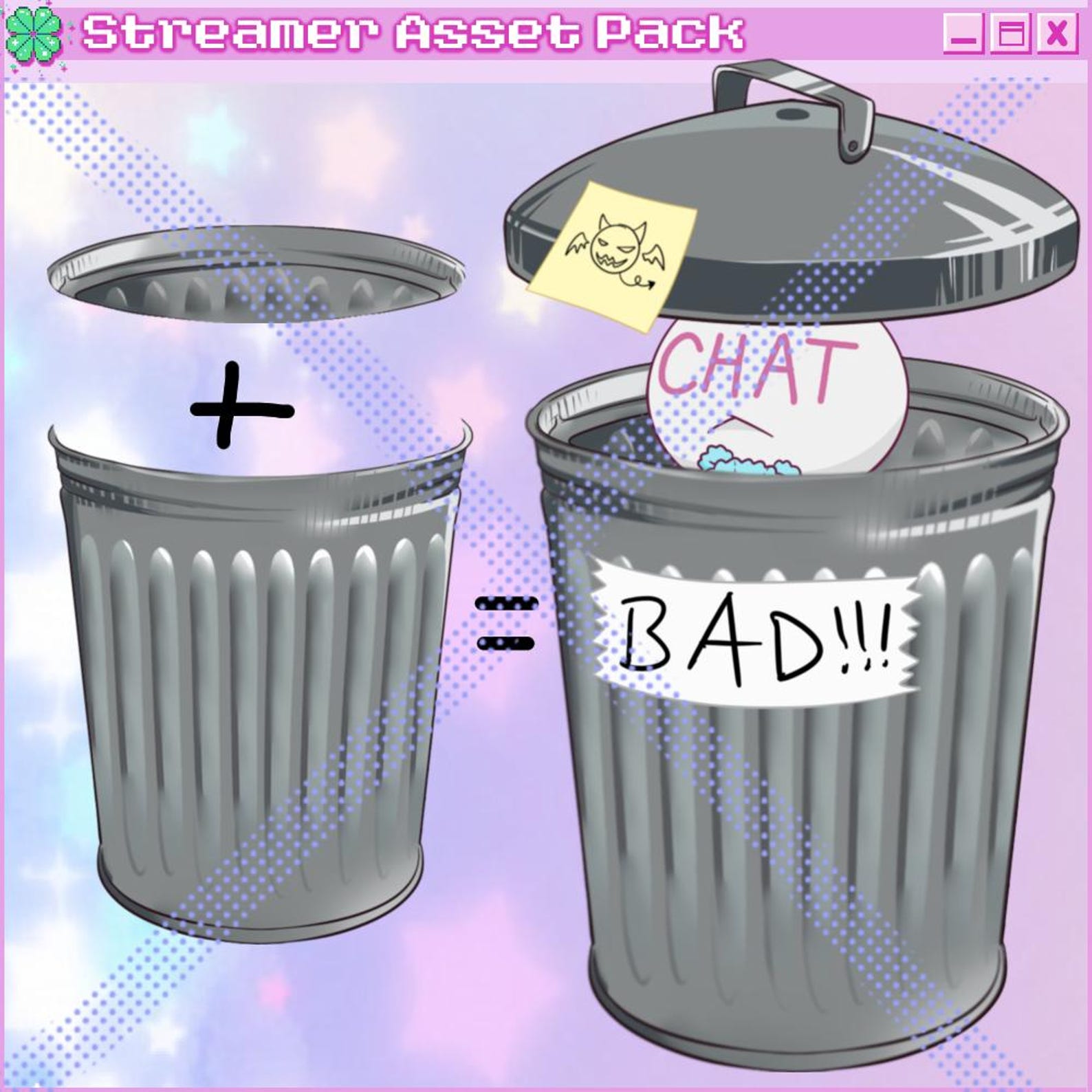Vtuber / Pngtuber Asset Pack - Cage, Trashcan, Sticky Notes, and Glass ...