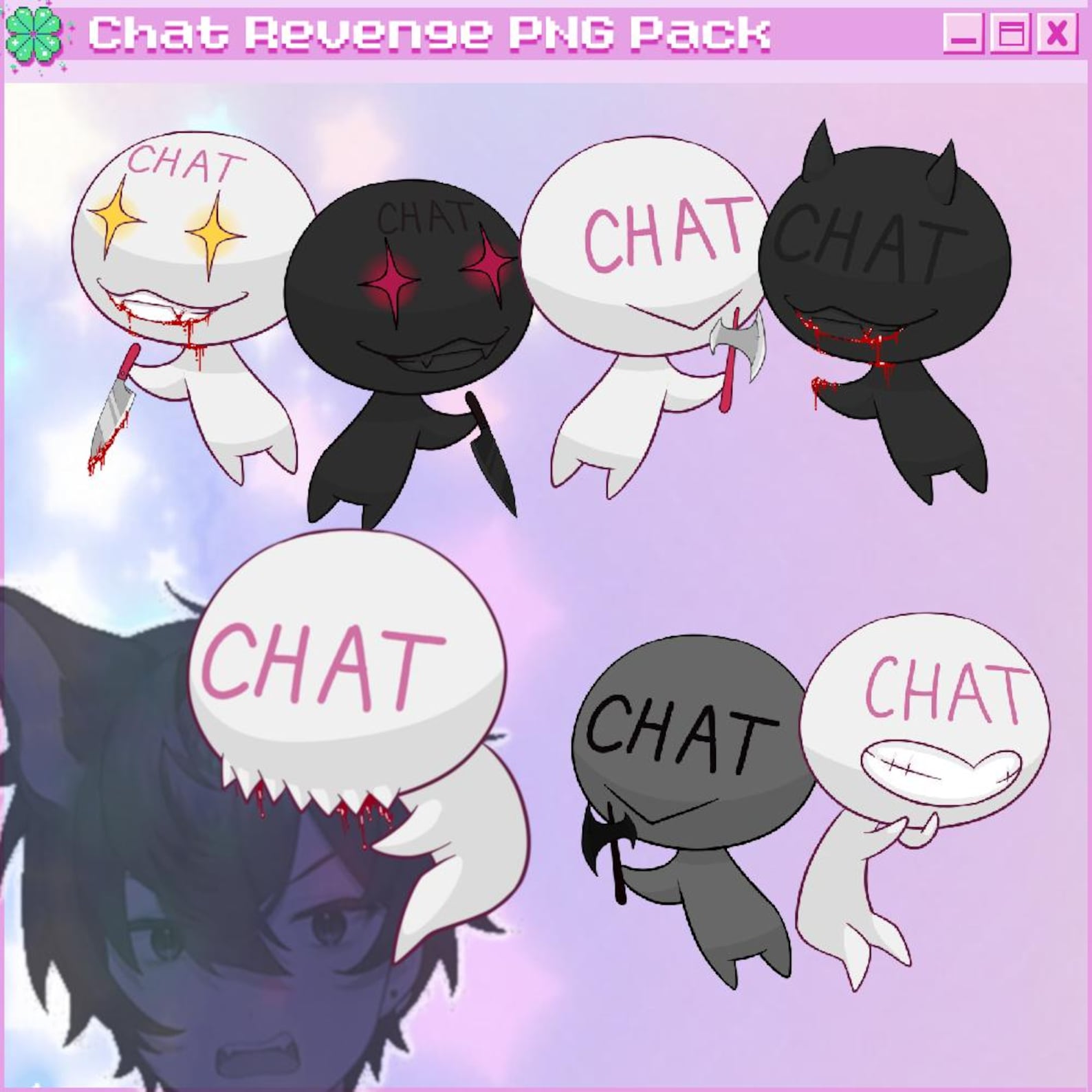Stream Chat REVENGE - Streamer Avatar PNG Mascot Bundle for Twitch or ...