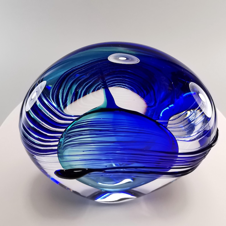 Home Decor Glass Sculpture - Handmade Blown Glass Art - Blue Design - Etsy