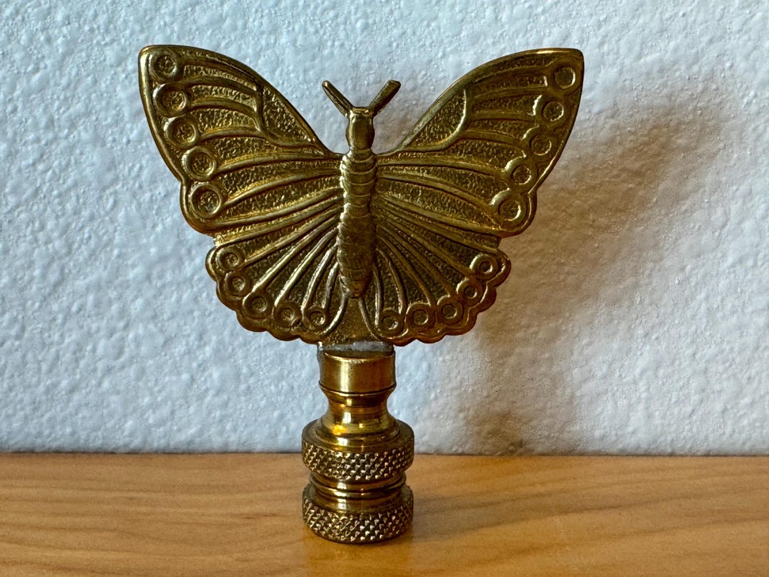 Vintage Brass Lamp Finials - Brass Butterfly Finial - Brass Patina ...