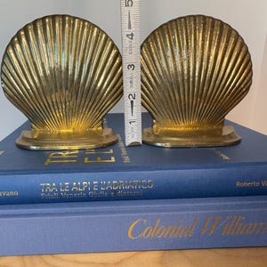 Vintage Brass Seashell Bookends - Coastal / Nautical Decor - Sea Shells ...