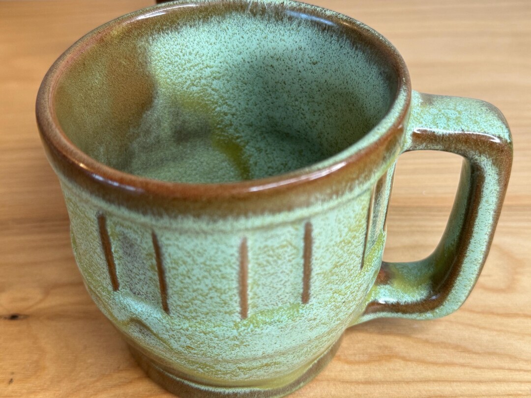 Vintage 1950s Frankoma Pottery Mug - Prairie Green Coffee Cup - 16 Oz ...
