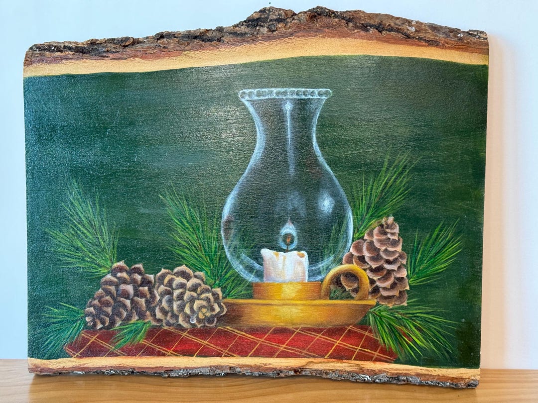 Stunning Handpainted Original Christmas Art on Live Edge Wood Slab ...