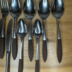 EPIC Flatware MCM Forks / Spoons / Knives Forged Stainless W/ Wood ...