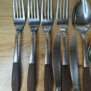 EPIC Flatware MCM Forks / Spoons / Knives Forged Stainless W/ Wood ...