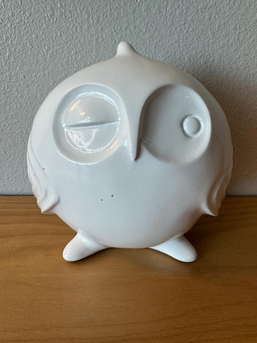 Vintage Fall Decor - White Winking Owl - Shelf Sitter - MCM Minimalist ...