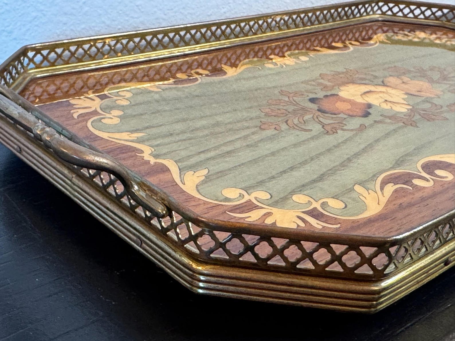 Vintage Italian Marquetry Serving Tray - Ornate Italian Design - Made ...