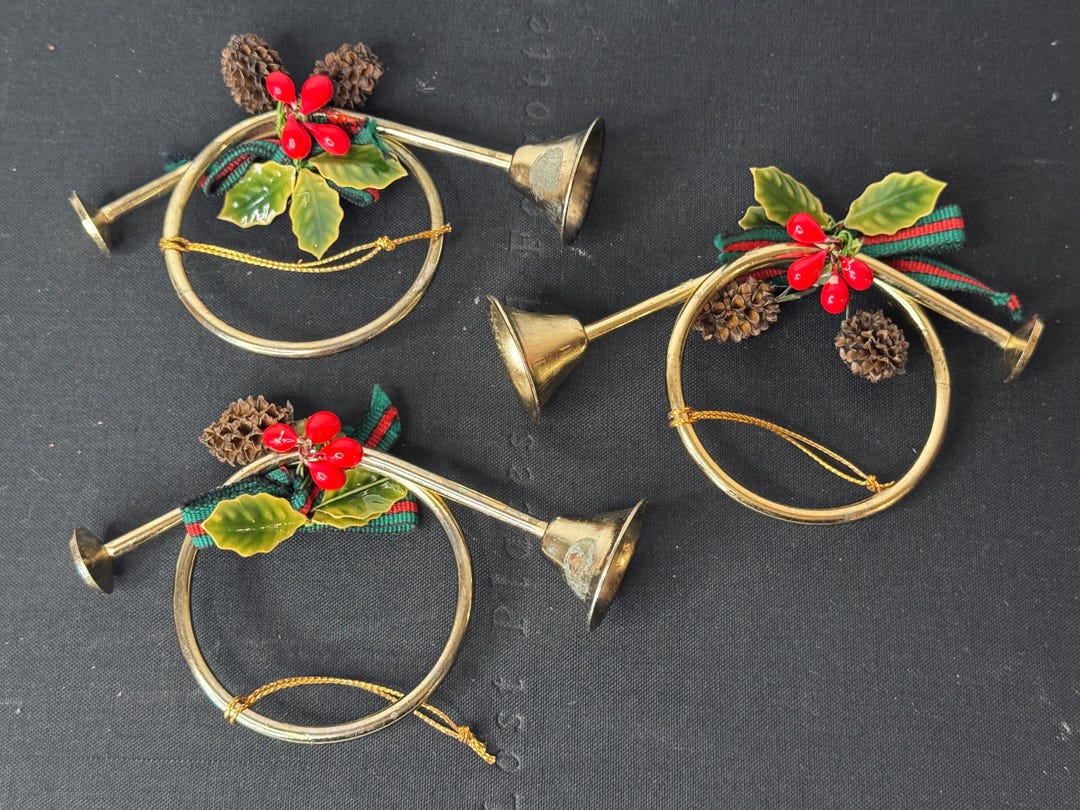 Vintage Brass Horns - Christmas Decor - 3 Brass Horns - Set of 3 - Etsy