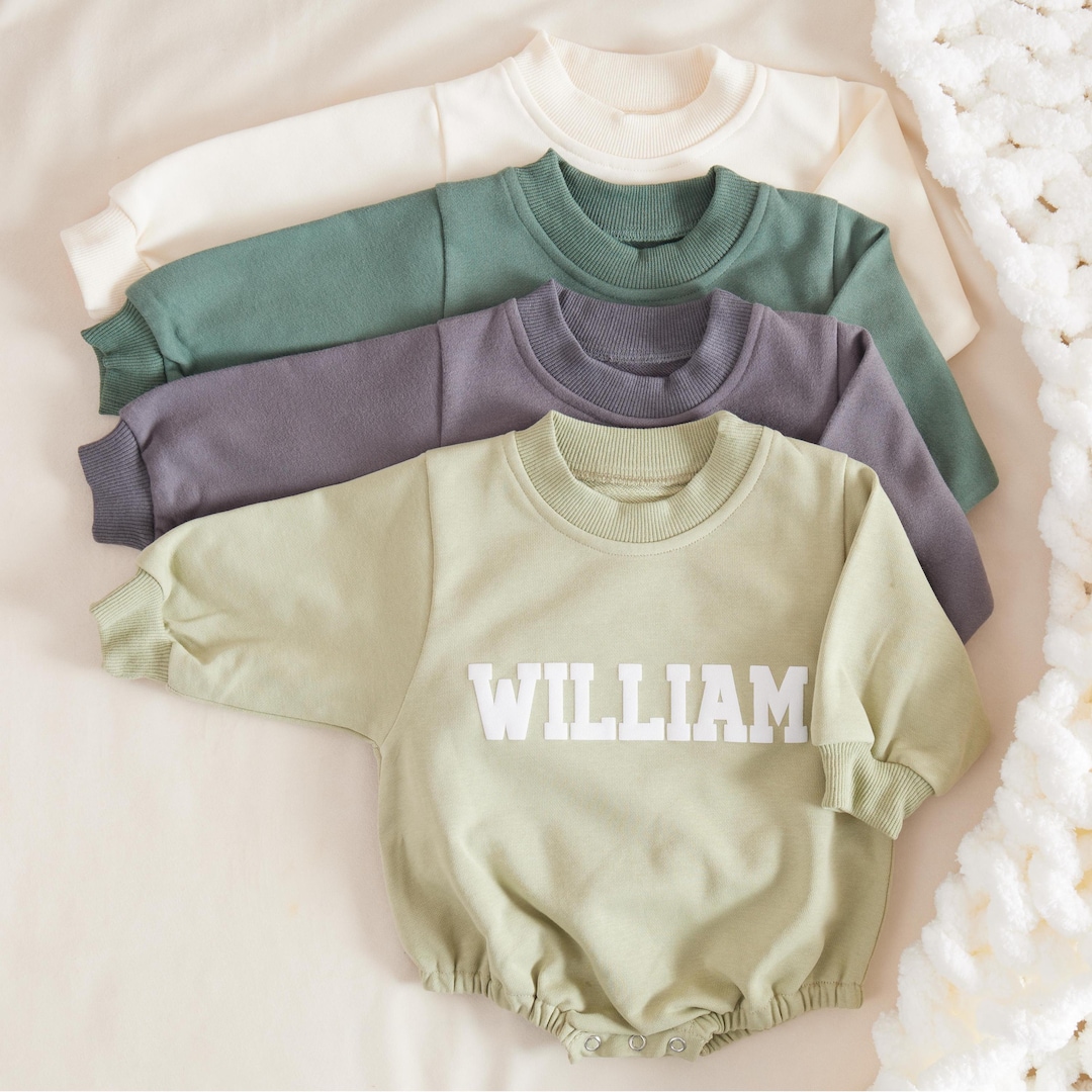 Custom Puff Name Baby Romper Sweatshirt, Personalized Bubble Baby ...