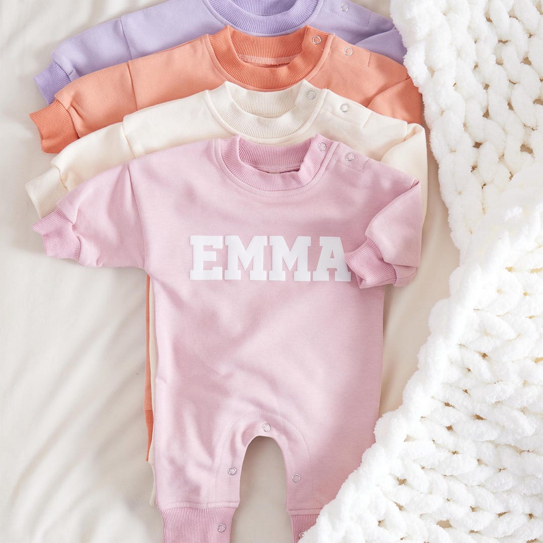 Custom Puff Name Baby Romper Sweatshirt, Personalized Bubble Baby ...