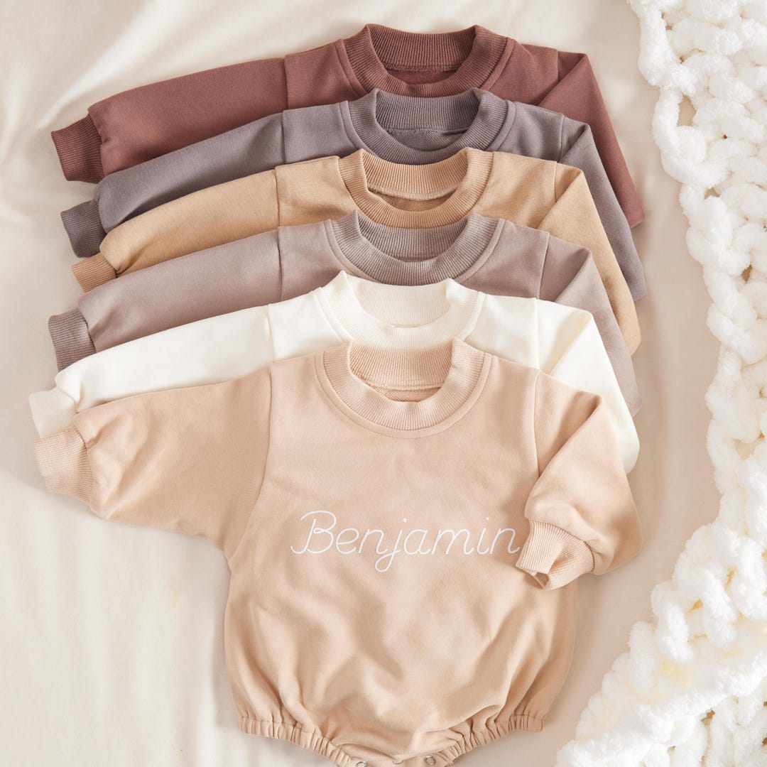 Custom Puff Name Baby Romper Sweatshirt, Personalized Bubble Baby ...
