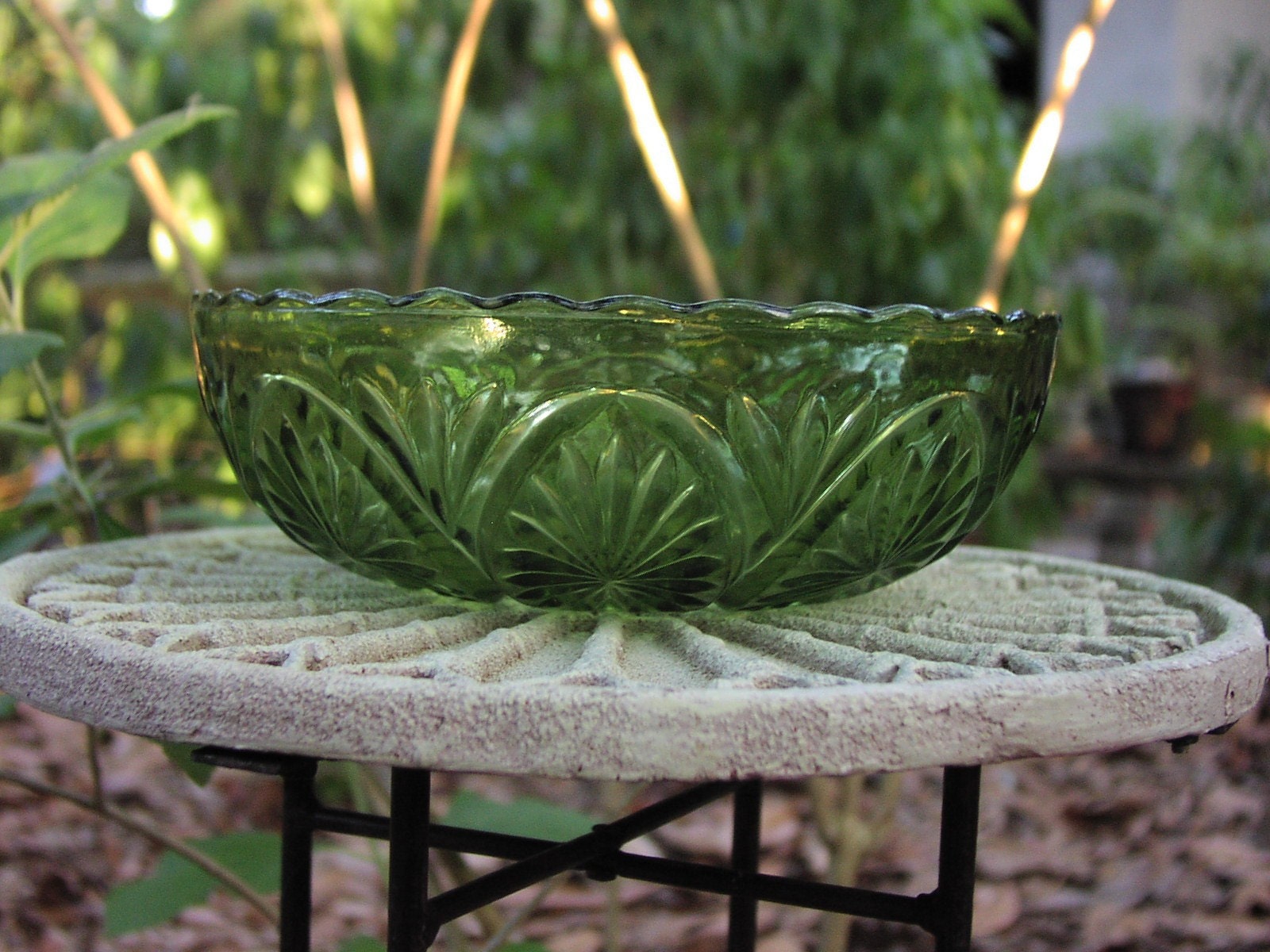 Vintage Green Pressed Glass Candy Dish Or Bowl 1960s Etsy