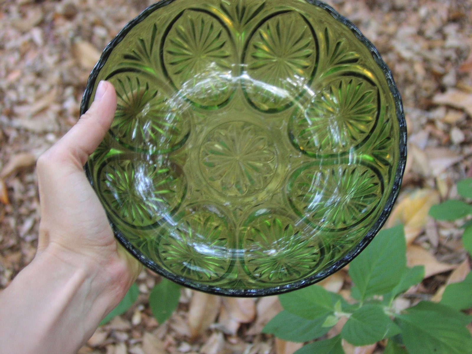Vintage Green Pressed Glass Candy Dish Or Bowl 1960s Etsy