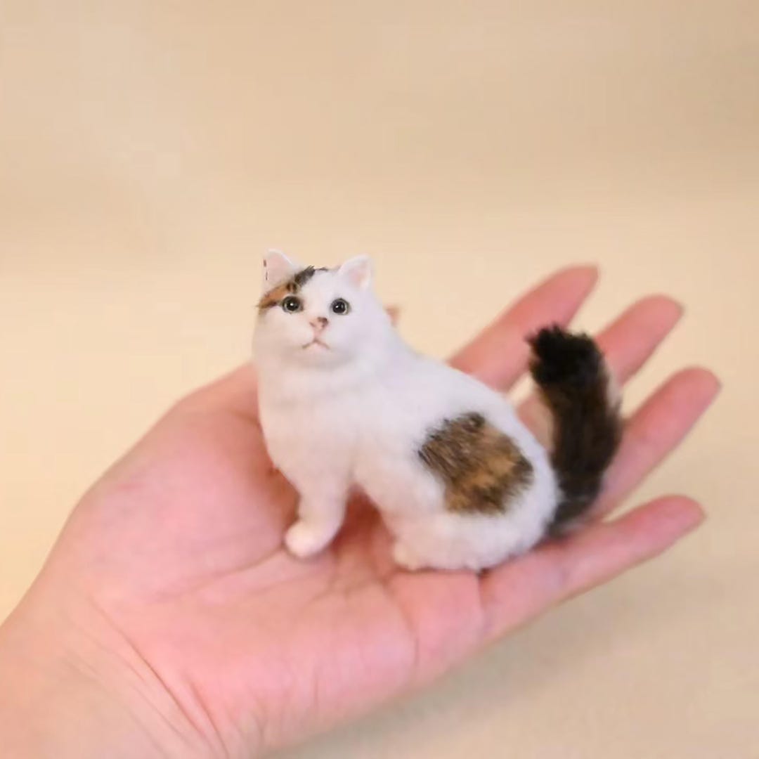 Custom Mini Calico Cat Sculpture – Needle Felted Pet Portrait Replica ...