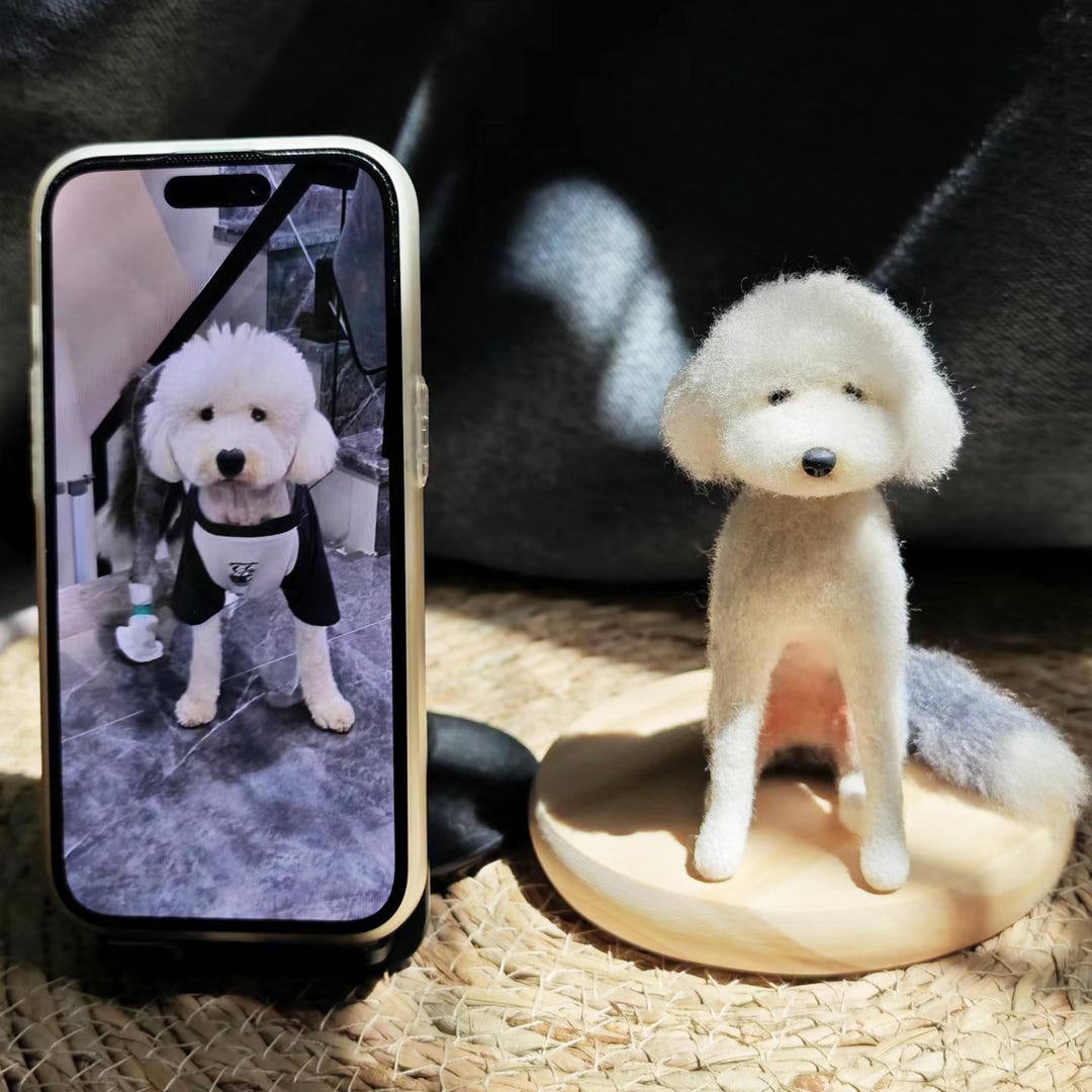 Wool Felted Dog Replica Sculpture, Needle Felted Pet Dog Figurine ...