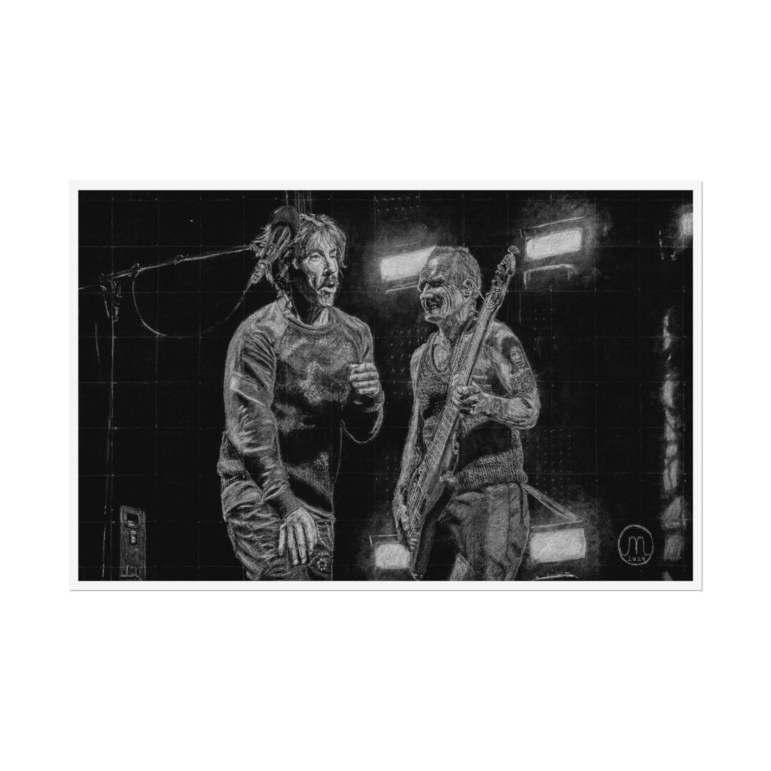 Charcoal Rock Stars Poster Print, Music Concert Wall Art Decor, Rolled ...