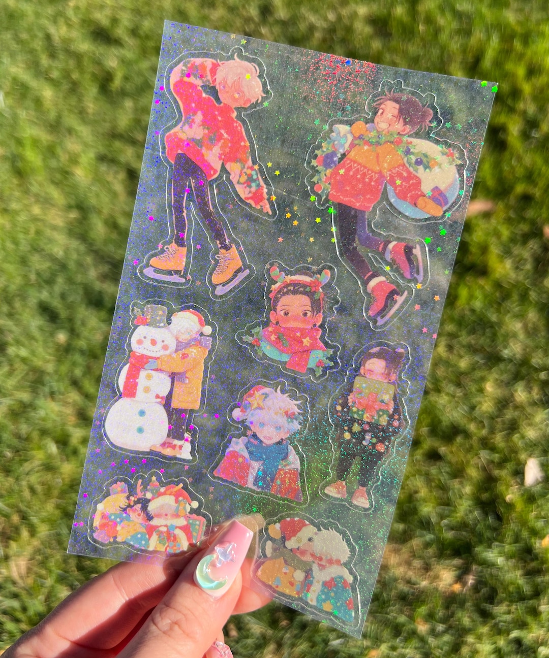 Christmas Gojo Geto Holographic Star Sticker Sheet - for Laptop, Water ...