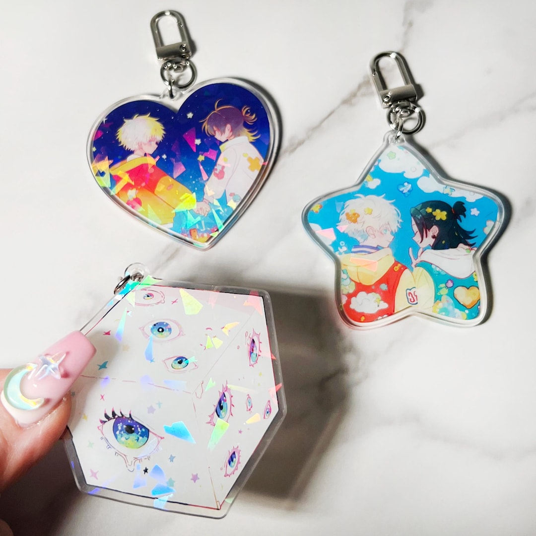 Satoru Gojo Suguru Geto Holographic Acrylic Keychain - Heart Star ...