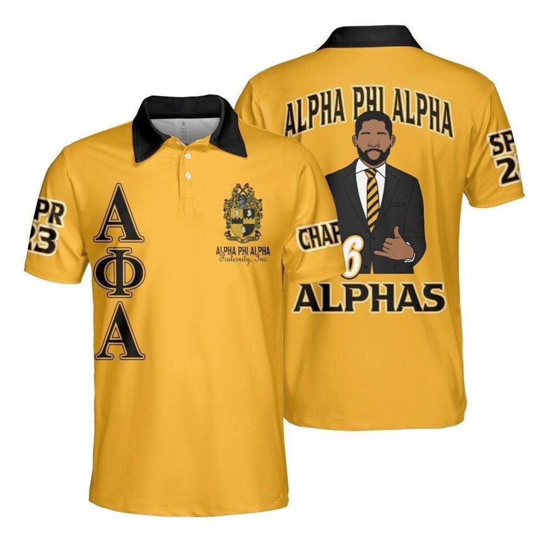 Alpha Phi Alpha Polo Shirt, Custom Chapter, Personalized Old Gold Polo ...