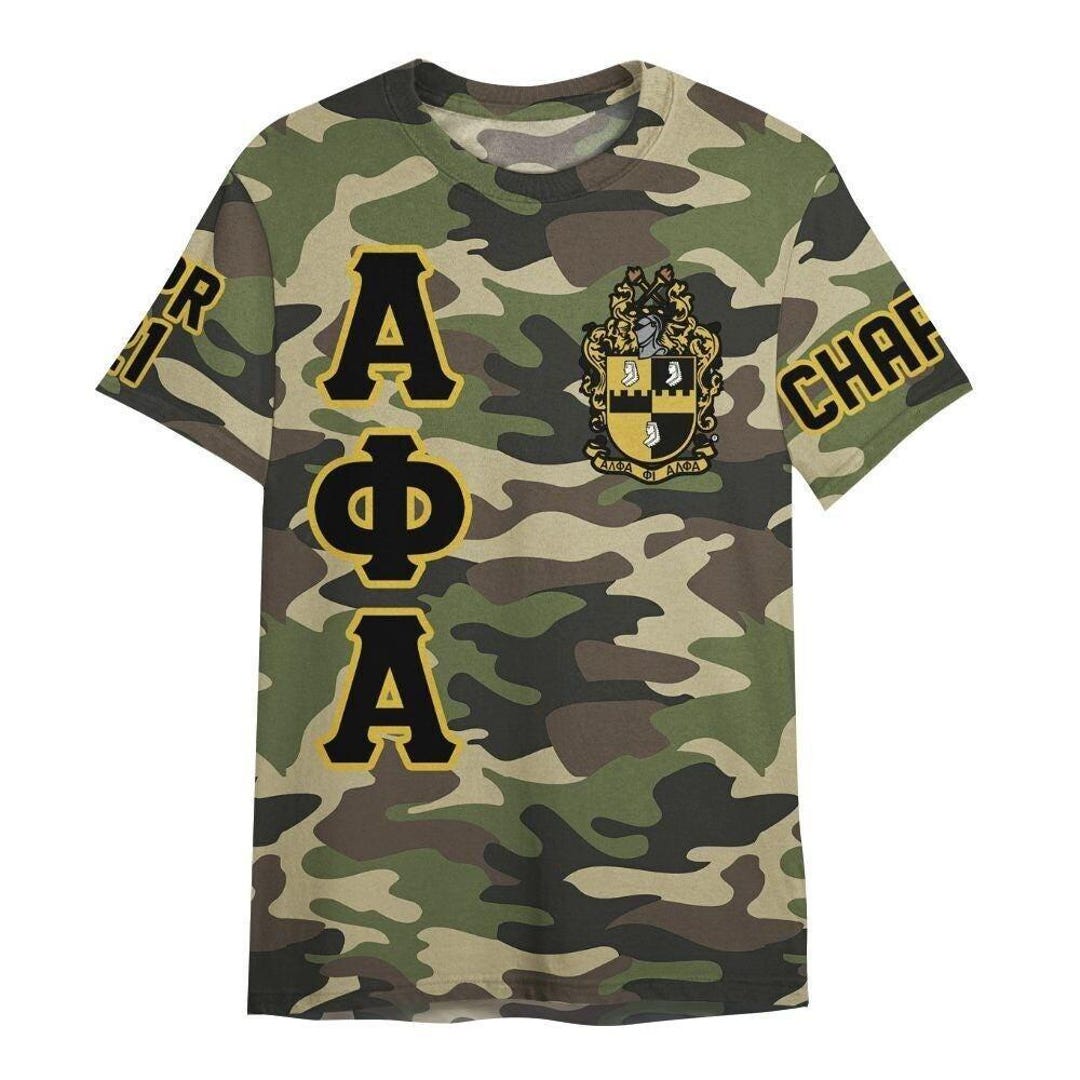 Alpha Phi Alpha Shirt, Camoflage APA Lettered Camo Fraternity Shirt ...
