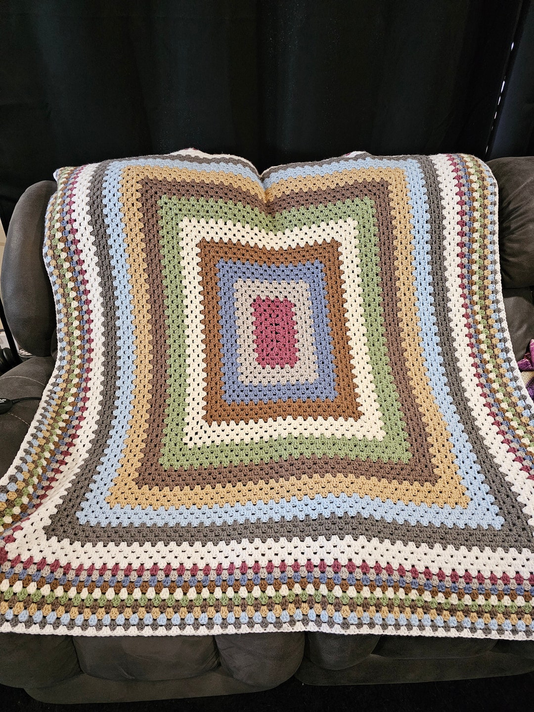 Muted Multi-color Granny Square Blanket - Etsy