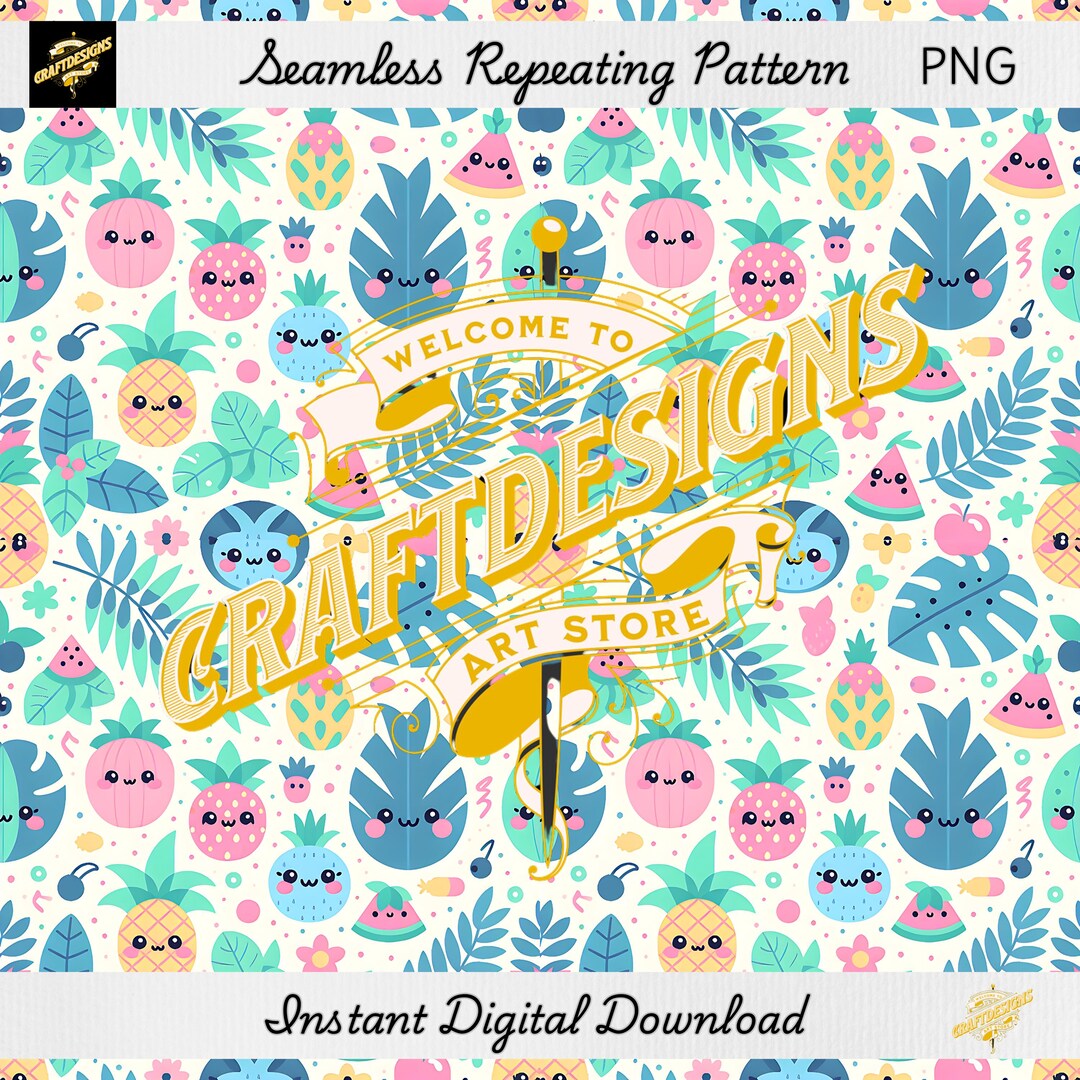 Tropical Seamless Pattern: Kids Fabric & Tumbler Design (digital ...