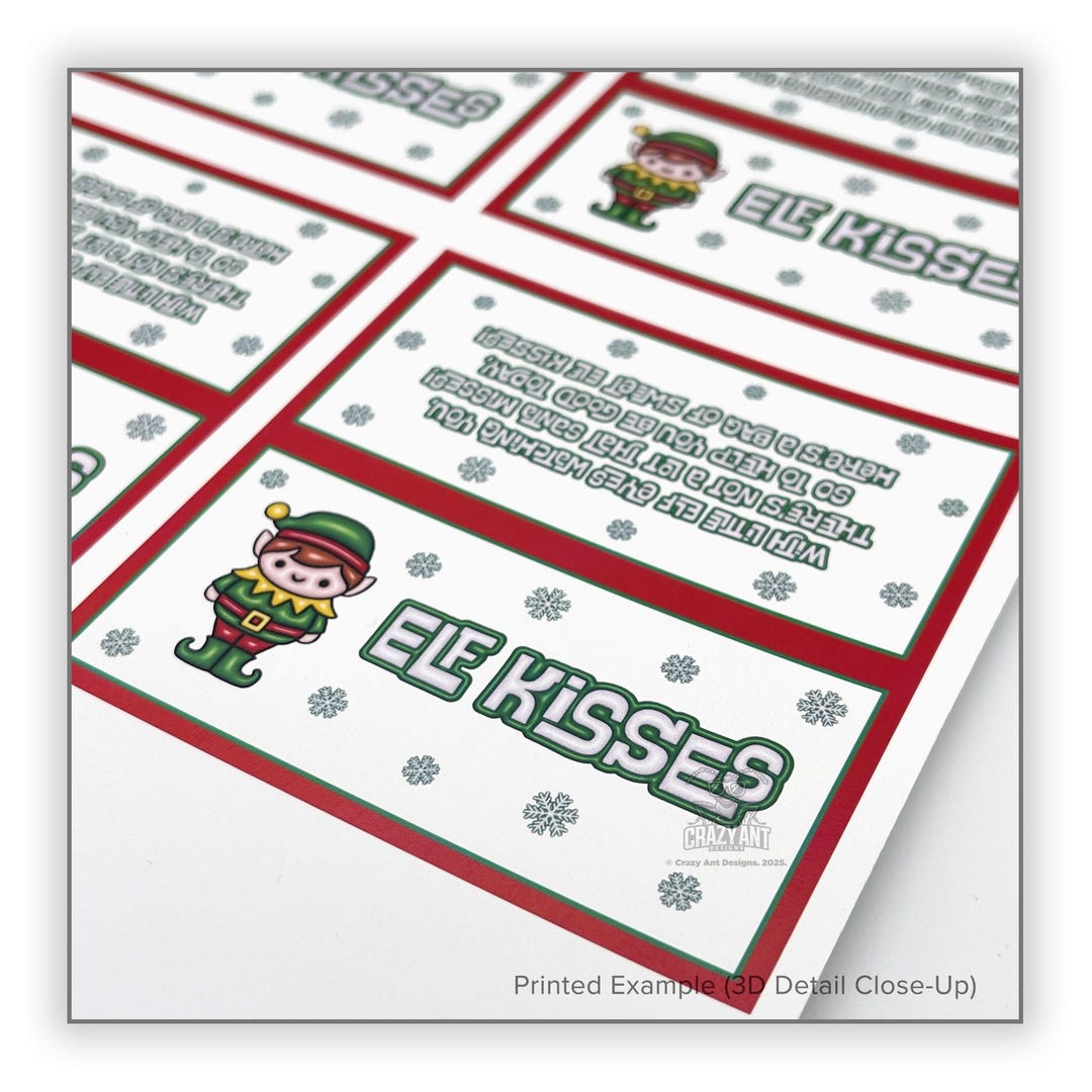 Elf Kisses Treat Bag Topper | Christmas Printable Favor | Instant ...