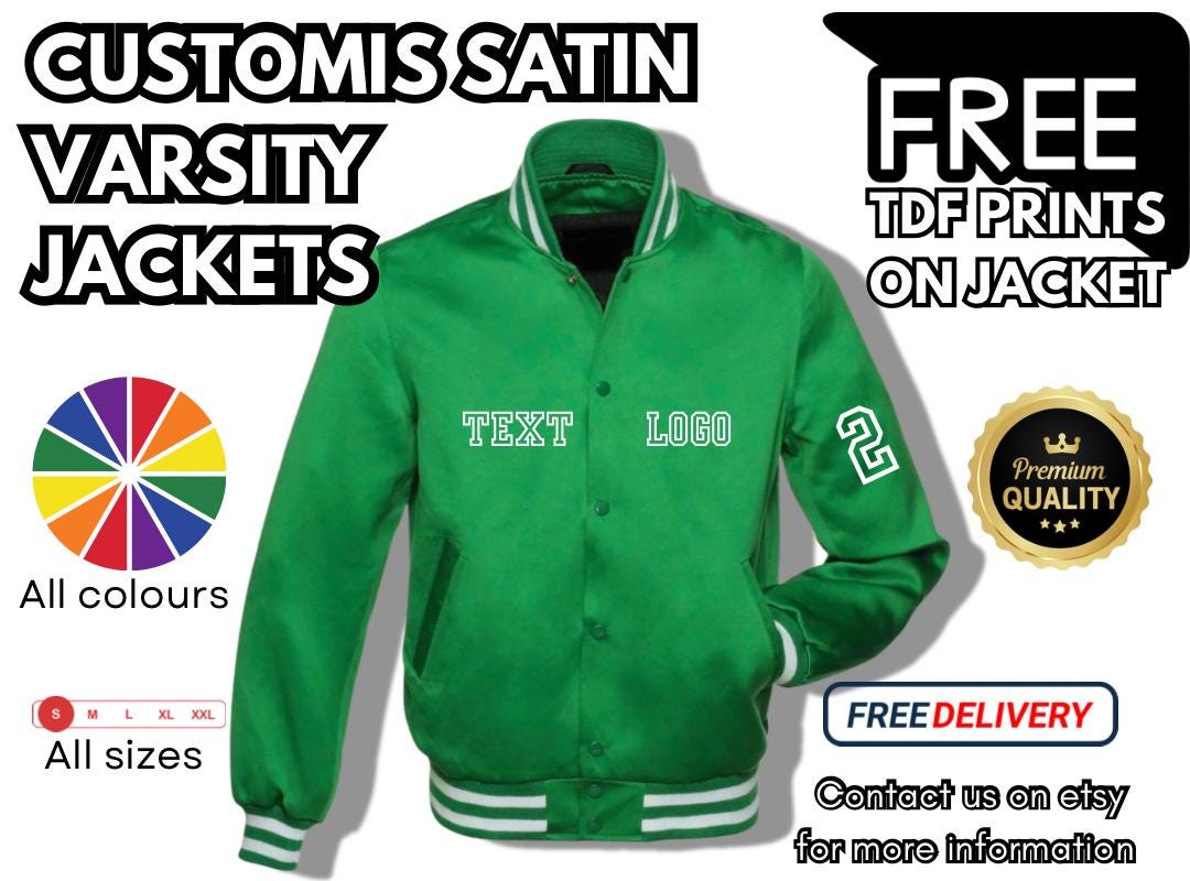 SATIN CUSTOMISED GREEN Varsity Jacket |personalized Bomber Satin Jacket ...