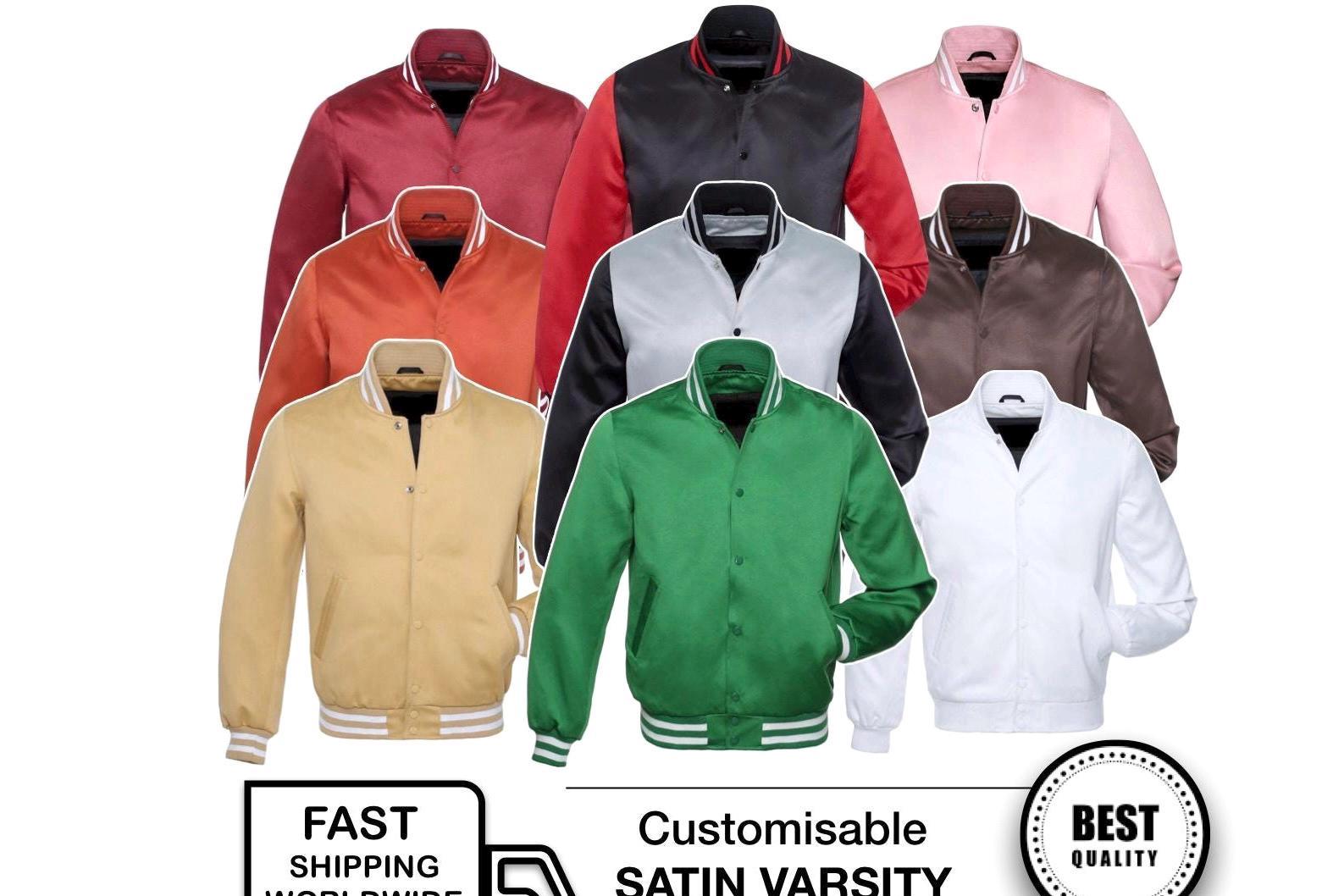 Custom Satin Varsity Jacket personalized Bomber Satin Jacket Men's ...