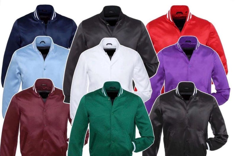 Custom Solid Satin Varsity Jacket |personalized Bomber Satin Jacket ...
