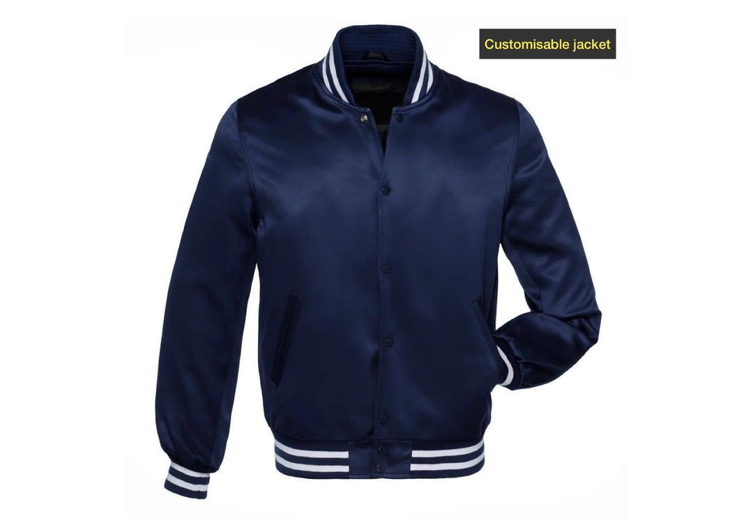 Custom Solid Satin Varsity Jacket personalized Bomber Satin Jacket Men ...