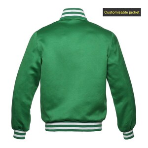 GREEN Solid Satin Customised Varsity Jacket personalized Bomber Satin ...